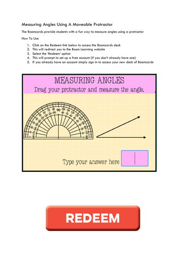 BoomCards- Measuring Angles with A Moveable Protractor | Teaching Resources