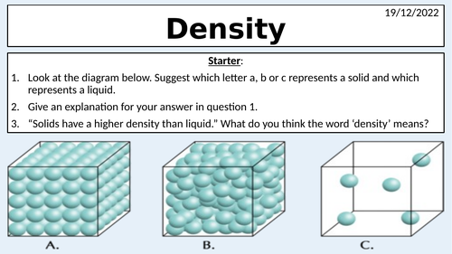 Density, Density Practical & Brownian Motion (3 lessons) | Teaching ...