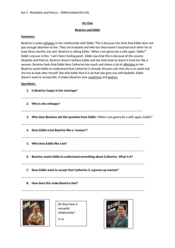 A View from the Bridge - Act 1 - Differentiated resource for EAL ...