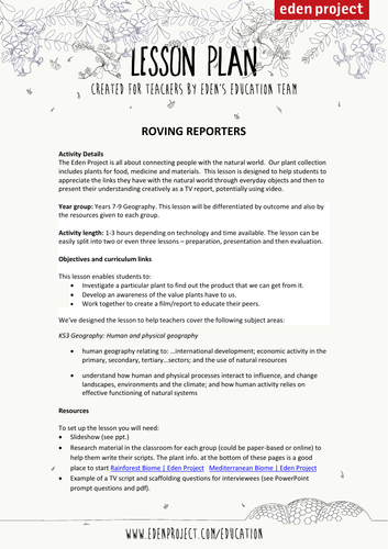 Plant Uses-Lesson plan: Roving Reporters | Teaching Resources