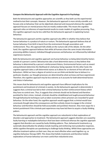 Comparison of Approaches 16 mark Essays AQA Psychology | Teaching Resources