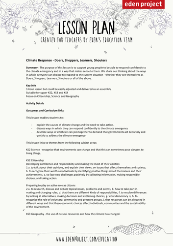 Climate Change-Lesson plan: Climate Response - Doers, Shoppers ...