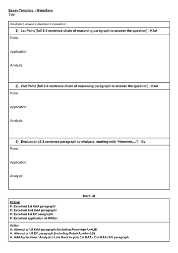 Economics A Edexcel A Level Essay Templates (8-25 marks essays ...