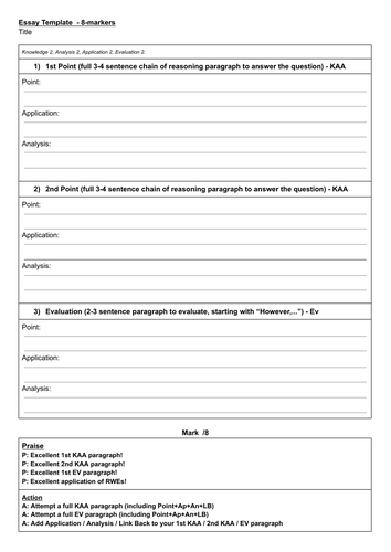 Economics A Edexcel A Level Essay Templates (8-25 marks essays ...