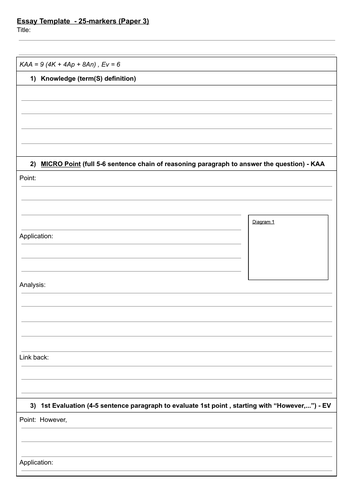 Economics A Edexcel A Level Essay Templates (8-25 marks essays ...