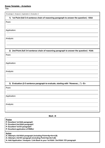 Economics A Edexcel A Level Essay Templates (8-25 marks essays ...