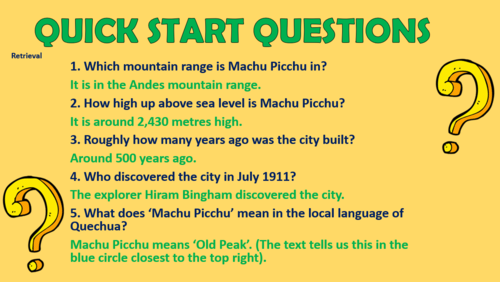 Machu Picchu - City in the Sky - Reading Comprehension Lesson ...