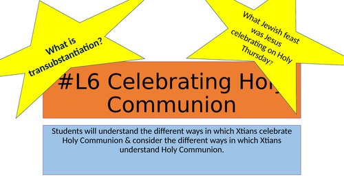 AQA RS GCSE: Celebrating Holy Communion | Teaching Resources