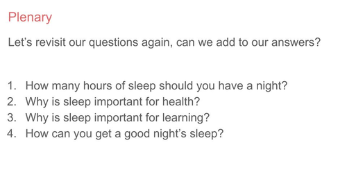 Sleep Tutorial PSHE | Teaching Resources