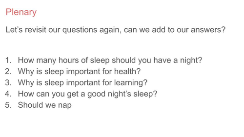 Sleep Lesson PSHE | Teaching Resources