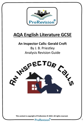 Gerald Croft - An Inspector Calls: Grade 9 Revision Guide | Teaching ...