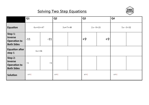 Solving Two Step Equations Scaffolded Grid and Mistakes | Teaching ... Solving Two Step Equations Scaffolded Grid and Mistakes | Teaching ...