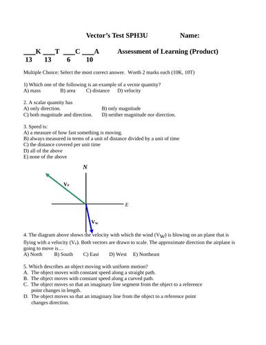 7 PHYSICS ASSESSMENTS: 7 Vectors and Uniform Motion Tests and Quizzes ...
