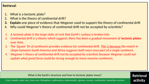 Topic 1: Plate tectonics and the structure of the earth (year 7 ...