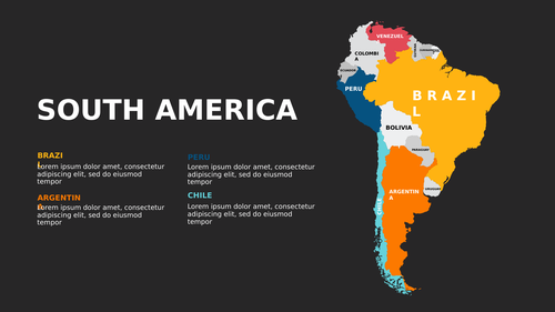 South America map-themed infographic template | Teaching Resources