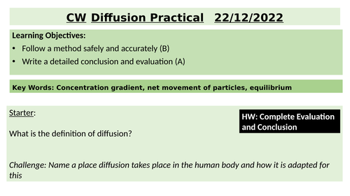 Diffusion practical plan and practical lesson | Teaching Resources