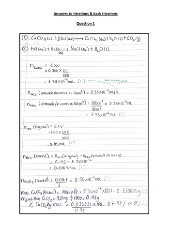 A level Chemistry Titration Calculations | Teaching Resources