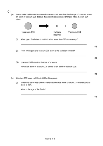Half life graphs and calculations GCSE | Teaching Resources