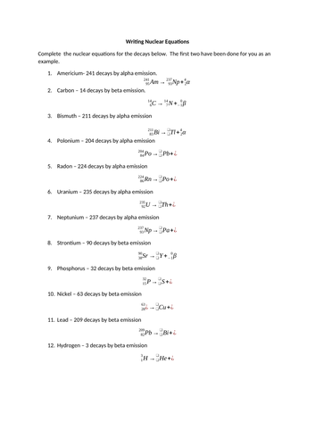 Radioactivity and nuclear equations GCSE | Teaching Resources