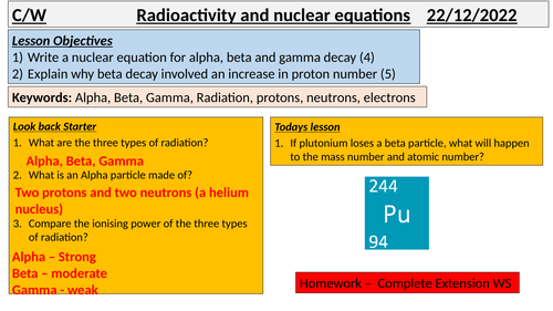 Radioactivity and nuclear equations GCSE | Teaching Resources