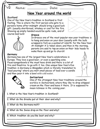 New year celebrations around the world - Reading Comprehension ...