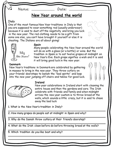 New year celebrations around the world - Reading Comprehension ...