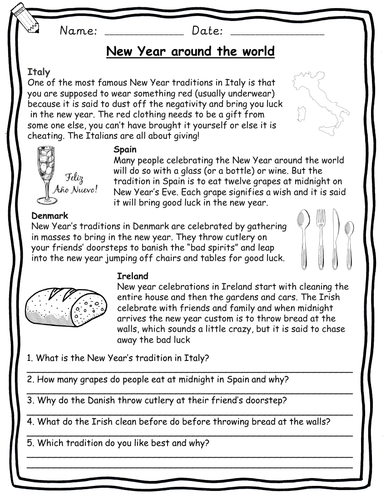 New year celebrations around the world - Reading Comprehension ...