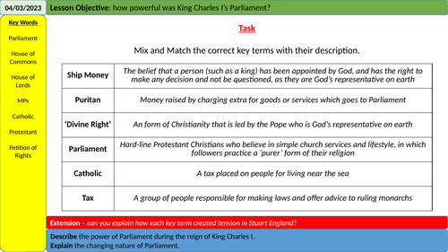 Parliament in the Reign of King Charles I | Teaching Resources