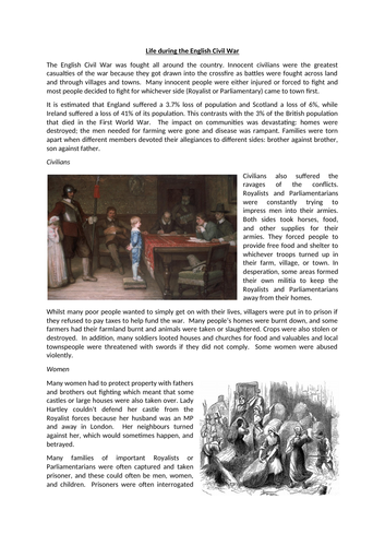 Life during the English Civil War | Teaching Resources