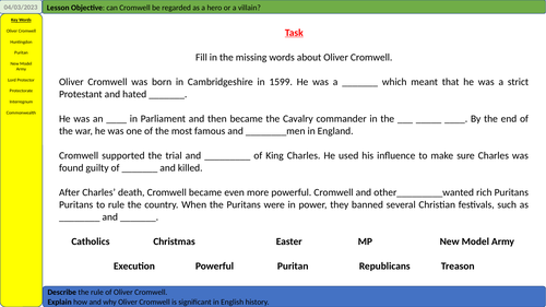 Oliver Cromwell: The Lord Protector | Teaching Resources