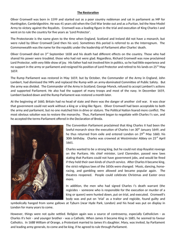 The Restoration | Teaching Resources