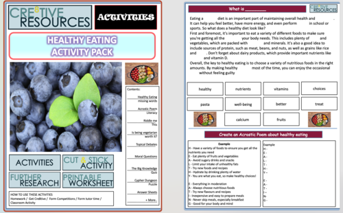Healthy Eating PSHE Activity Pack | Teaching Resources