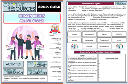 Human Rights student Work Booklet | Teaching Resources