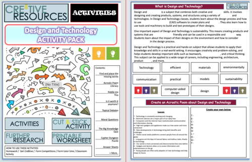 Design & Technology Cover Lesson Student Booklet | Teaching Resources