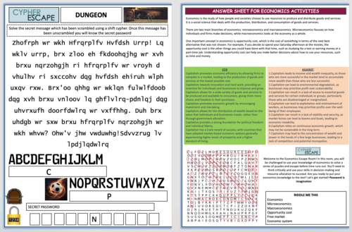 Economics Cover Lessons Student Activity Booklet | Teaching Resources