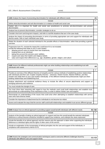 Hsc Unit 5 Controlled Assessment Checklist [pass Merit Distinction