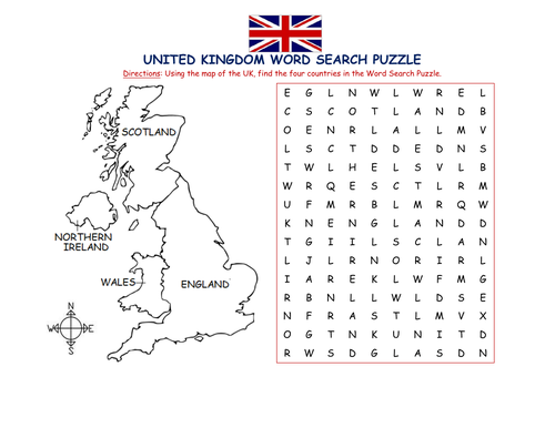 United Kingdom Map and Word Search Puzzle | Teaching Resources