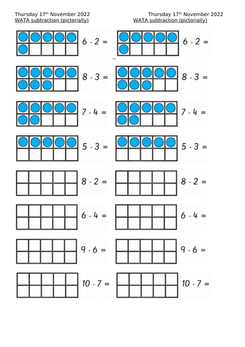 Year 1 addition within 10 and simple subtraction 6 lessons | Teaching ...