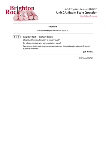 Complete Assessment Pack | 'Brighton Rock' for AQA 7717/2A (from 2015 ...