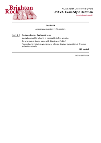 Complete Assessment Pack | 'Brighton Rock' for AQA 7717/2A (from 2015 ...