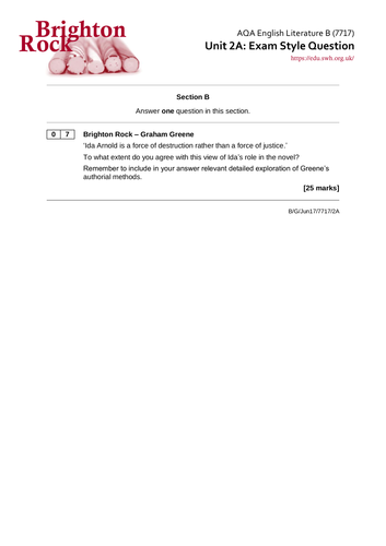 Complete Assessment Pack | 'Brighton Rock' for AQA 7717/2A (from 2015 ...