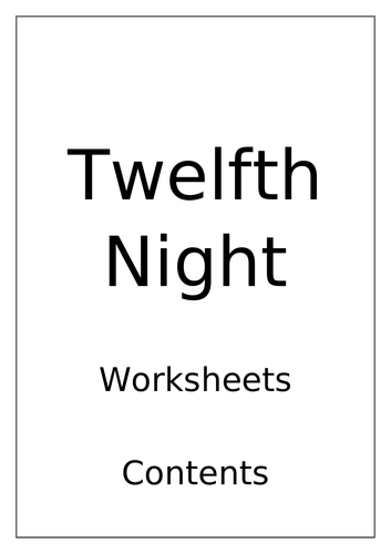 Shakespeare English Literature Twelfth Night Worksheets | Teaching ...