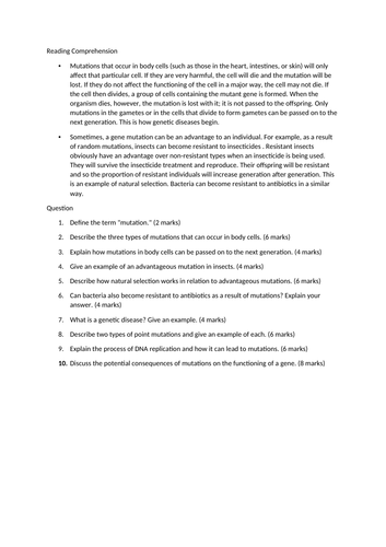 Mutations Edexcel Igcse Teaching Resources