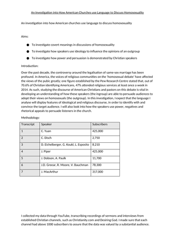 Student examples of NEA Investigation: AQA English Language A Level ...