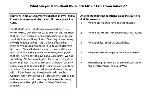 Cold War | Cuban Missile Crisis | Teaching Resources