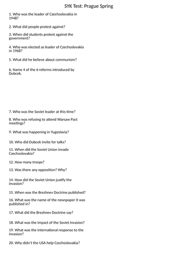 Cold War | Prague Spring | Teaching Resources