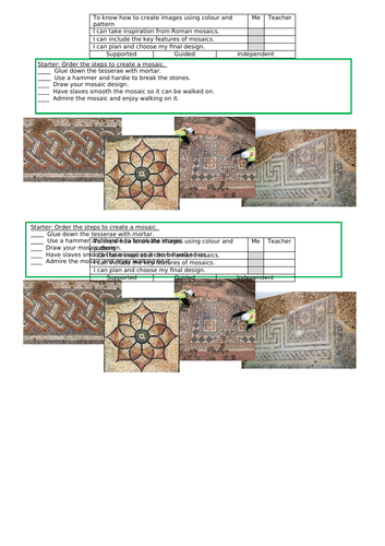Roman Mosaic Art/D&T Unit planning | Teaching Resources