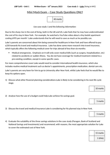 LIBF CeFS U1 Exam JAN 2023: CS1 - Prep FREEBIES | Teaching Resources