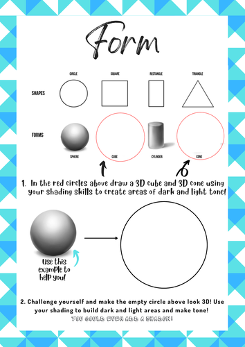 Shading and Form worksheet KS3 | Teaching Resources