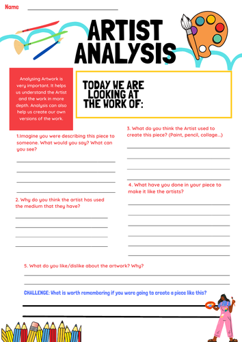 Artist Analysis Worksheet KS3 | Teaching Resources